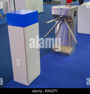 Automatic access control ticket barrier isolated on white background ...