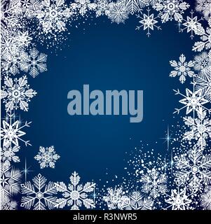 Winter panoramic snow background with snowflakes and sparks. Snowfall ...