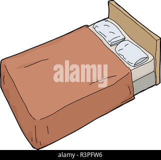 Single hand drawn cartoon bed with pillow outline Stock Photo - Alamy