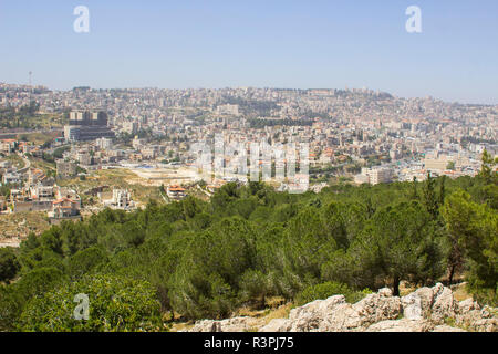 5 May 2018 A view of modern Nazareth in Israel from the mount Precipice ...