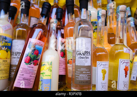 Italian liqueur and grappa, Corniglia, Cinque Terre, Liguria, Italy ...