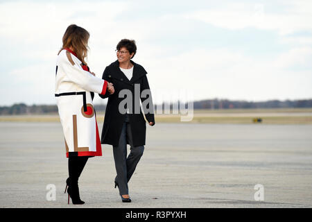 Col. Rebecca Sonkiss, 89th Airlift Wing commander, walks with her wife ...