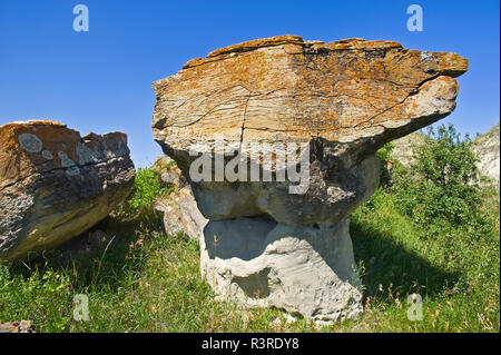 sandstone rock formation on the prairie Roche Perce near Estevan ...