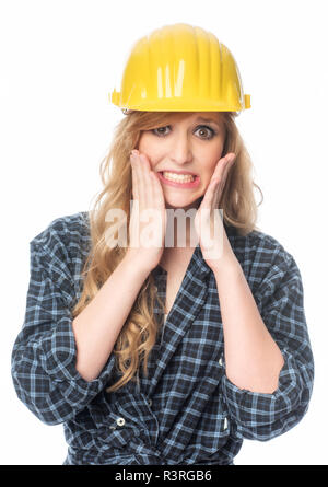 A frightened tradesman Stock Photo - Alamy