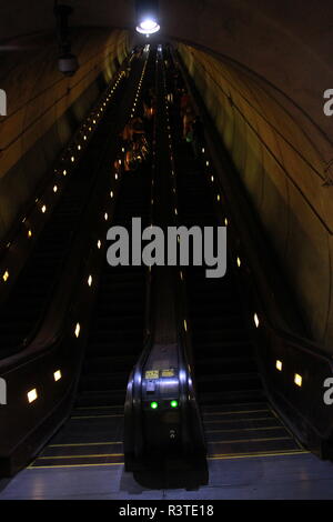 Washington DC Metro escalator longest one Stock Photo - Alamy