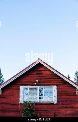 A closeup shot of the house windows with red lines in Monreal, Eifel ...