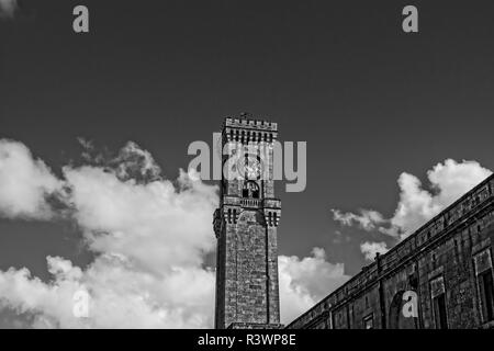 Feeling small while looking up at the Baroque style clock tower located ...