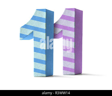 Number 11 Happy Birthday colorful paper cut out design Stock Photo - Alamy