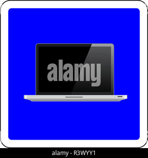 Laptop allowed blue sign Stock Photo - Alamy