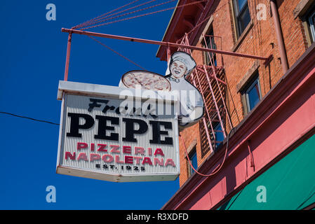 USA, Connecticut, New Haven, Frank Pepe Pizzeria neon sign Stock Photo ...