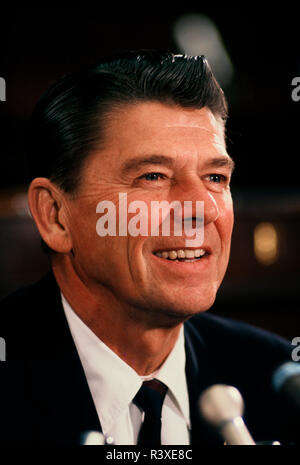 Governor Ronald Reagan at a press conference in January 1968 Stock ...