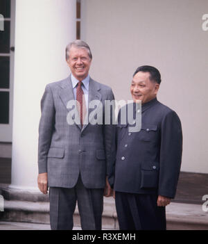Deng Xiaoping and Jimmy Carter during the Sino-American signing ...