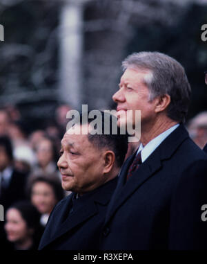 Deng Xiaoping and Jimmy Carter during Sino-American signing ceremony ...
