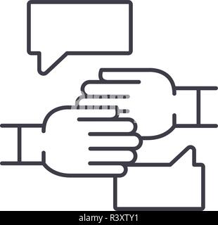 Agreement of intent line icon, vector. Agreement of intent outline sign ...