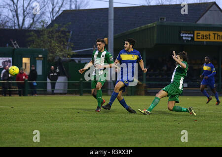 Max Bolton of Romford goes close during Romford vs Basildon United ...