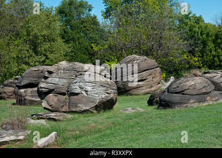 USA, Kansas, Minneapolis, Rock City Park, Informational Sign Stock ...