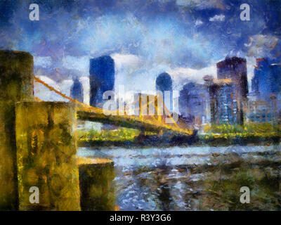 Pittsburgh skyline in watercolor Stock Photo - Alamy