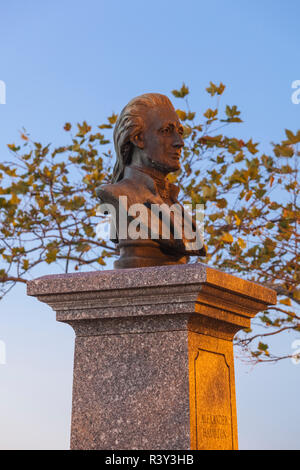 USA, New Jersey, Weehawken, Alexander Hamilton statue, he died in a ...