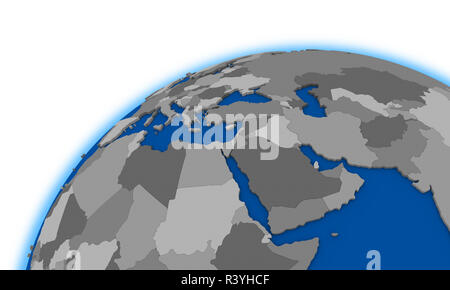 The Middle East, gray political map. Geopolitical region encompassing ...