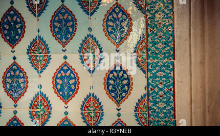 Ottoman ancient Handmade Turkish Tiles with floral patterns Stock Photo ...