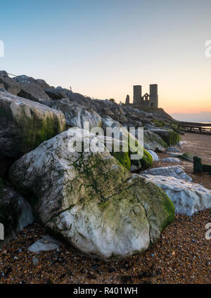 Sunset at Reculver, on the North Kent Coast, near Herne Bay, Kent, UK ...