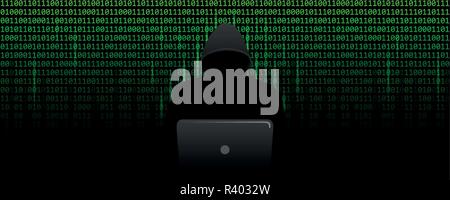 computer hacker cybercrime concept with binary code web background vector illustration EPS10 ...