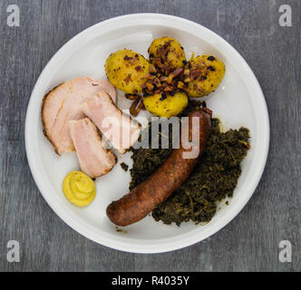 traditional northern german Food curly Kale with pork Bacon and ...