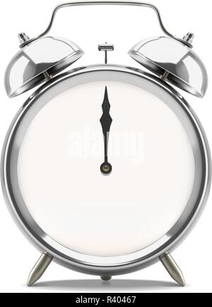 Ringing alarm clock showing 12 o'clock midnight or noon, on transparent ...