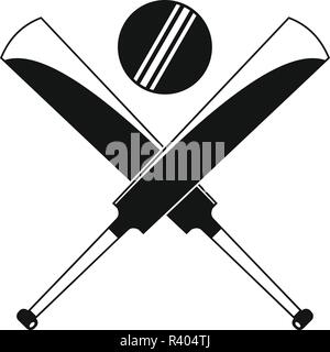 Cricket ball and bats logo. Simple illustration of cricket ball and ...