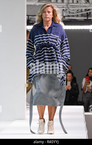 Model walks on the runway at the Sies Marjan Fashion Show during New ...