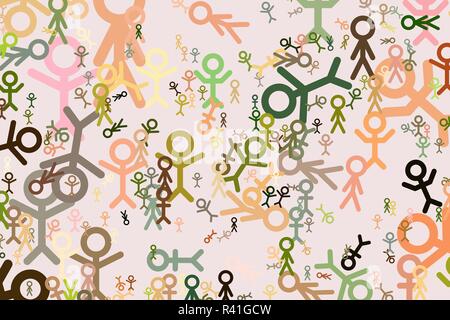 Abstract sign of people or human generative art background. Cartoon ...