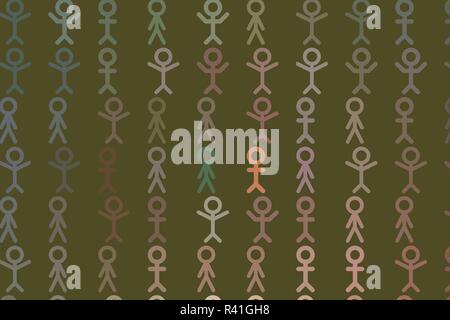 Abstract sign of people or human generative art background. Cartoon ...