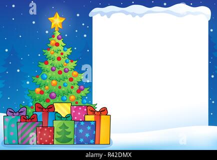 Frame with Christmas tree topic 7 - picture illustration Stock Photo ...