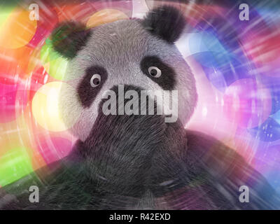 sick character panda bamboo junkie experiencing strong hallucinations ...