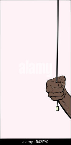 Illustration of single human hand pulling on cord Stock Photo - Alamy