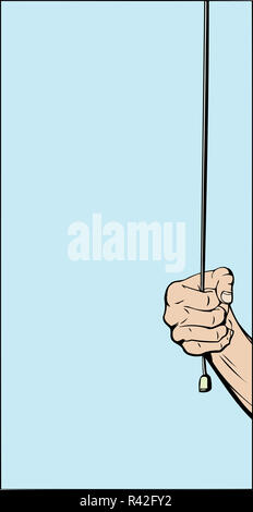 Illustration of single human hand pulling on cord Stock Photo - Alamy