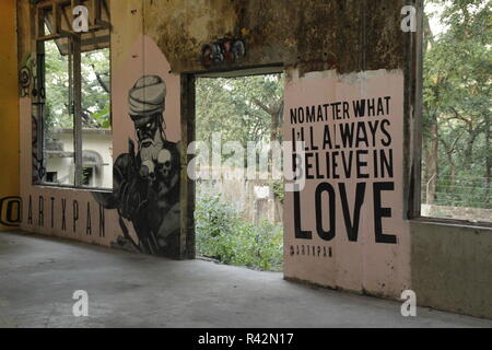 Art and graffiti at the Beatles Ashram in Rishikesh, India Stock Photo ...