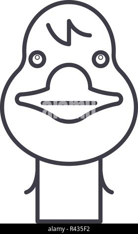 Funny goose line icon concept. Funny goose flat vector symbol, sign ...