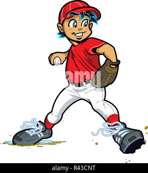 baseball boy. pitcher cartoon character. vector illustration Stock ...