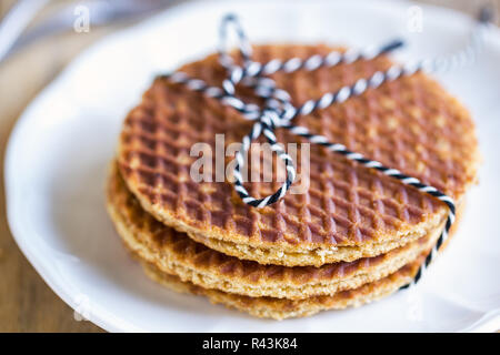 Dutch stroopwafels, baked syrup waffle, treacle waffle, or caramel ...