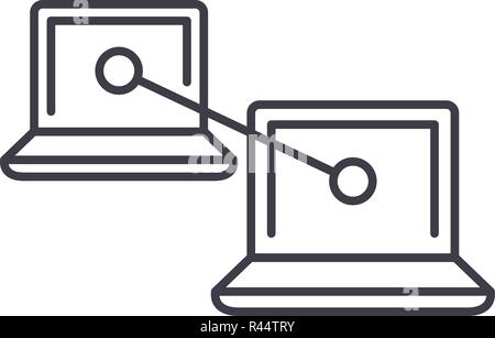 P2p communication line icon concept. P2p communication flat vector ...