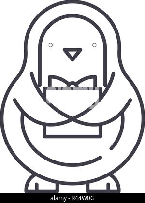 cute penguin simple icon pictogram outline vector illustration Stock ...