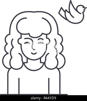 Wandering in the clouds vector line icon, linear concept, outline sign ...