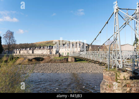 The listed Victorian suspension footbridge, the Boatford Bridge, over ...