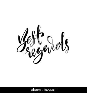 Best Regards hand drawn lettering. Handwritten calligraphy vector ...