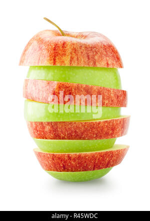 Mixed colors sliced apple isolated on white background Stock Photo - Alamy