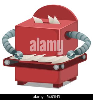 Vector illustration Automated robot sorting garbage on white background ...