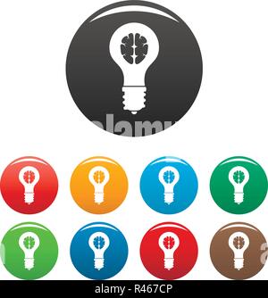 Teamwork brand idea icons set 9 color vector isolated on white for any ...