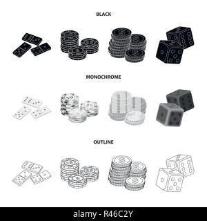 Domino bones, stack of chips, a pile of mont, playing blocks. Casino ...