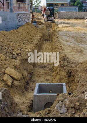 Excavator digging a trench for the pipeline. Excavation Stock Photo - Alamy